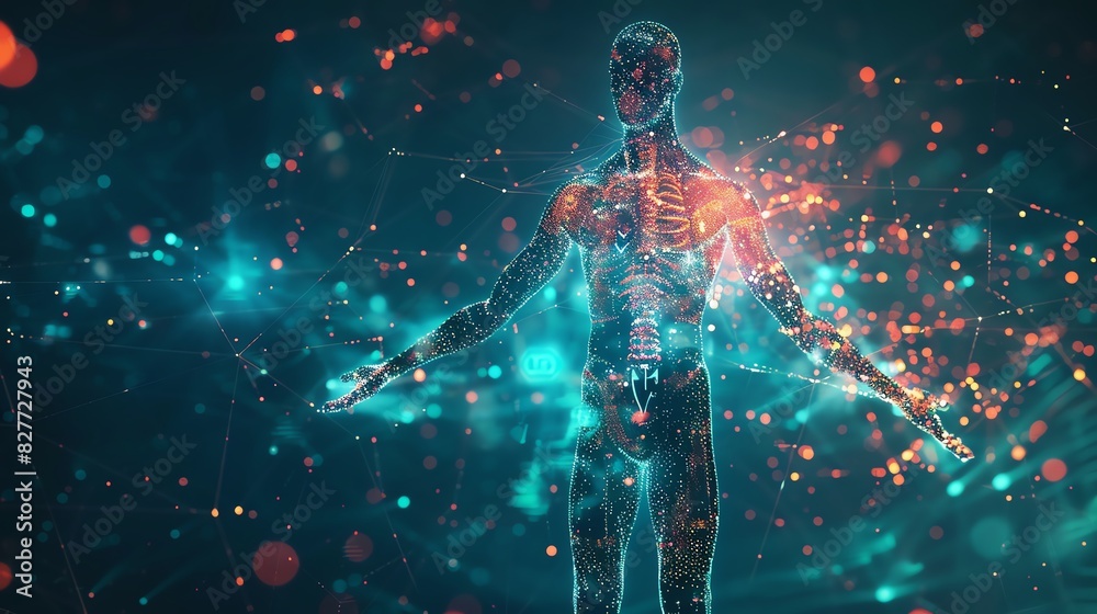 Digital human anatomy illustration showing futuristic medical ...
