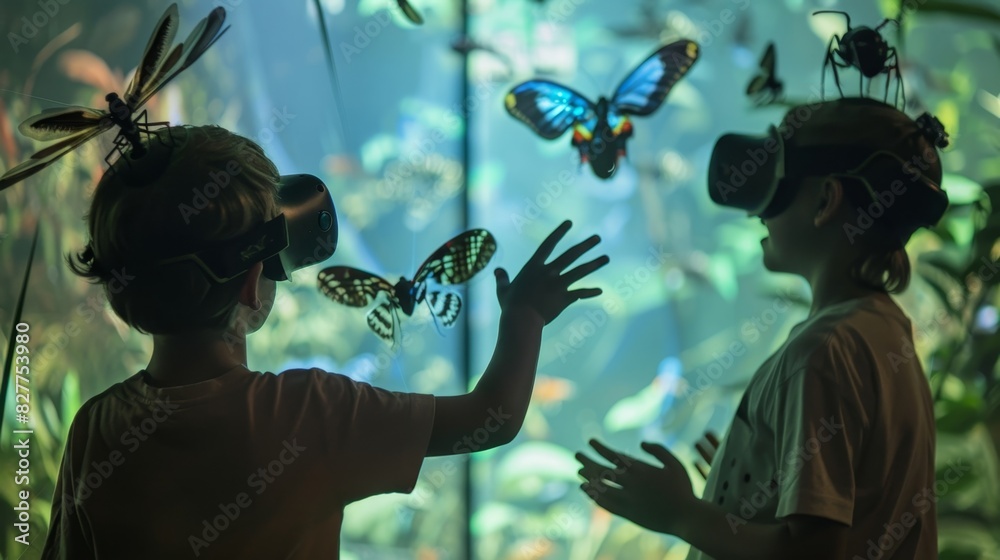 A virtual reality station where visitors can observe and learn about ...