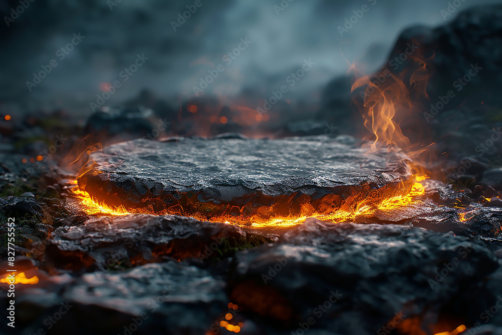 podium lava igneous rock stone hot magma concept stand product display ...