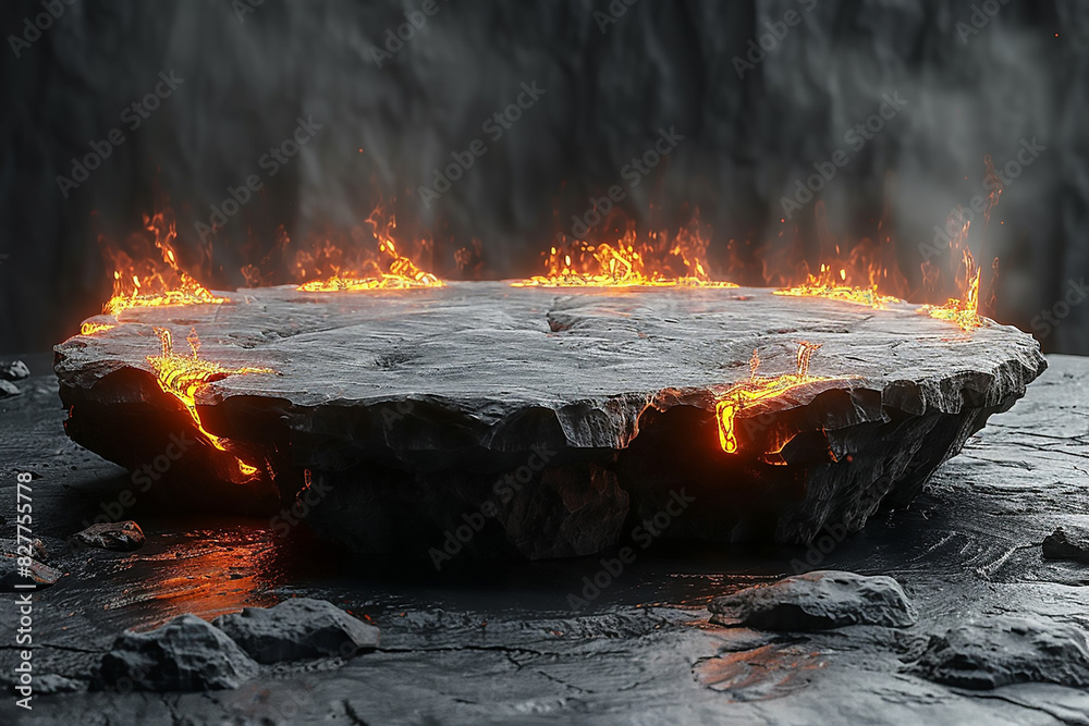 podium lava igneous rock stone hot magma concept stand product display ...