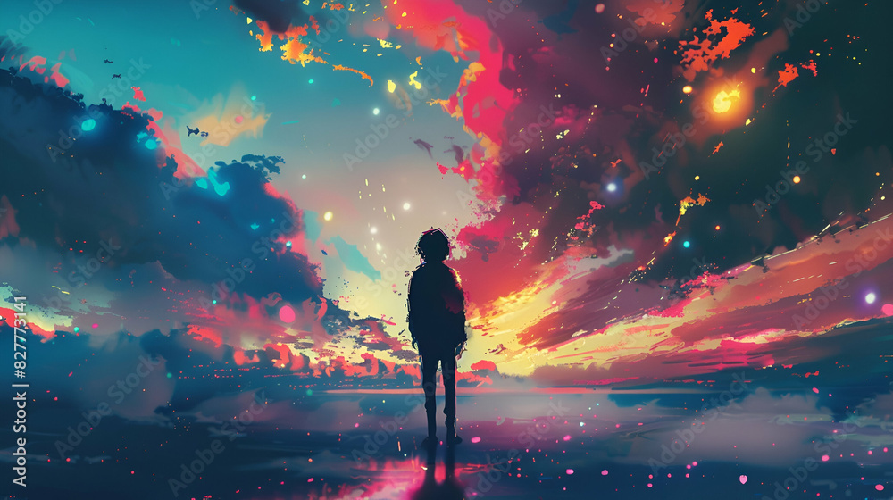 Abstract Anime background, manga style, LOFI, colorful wallpaper ...