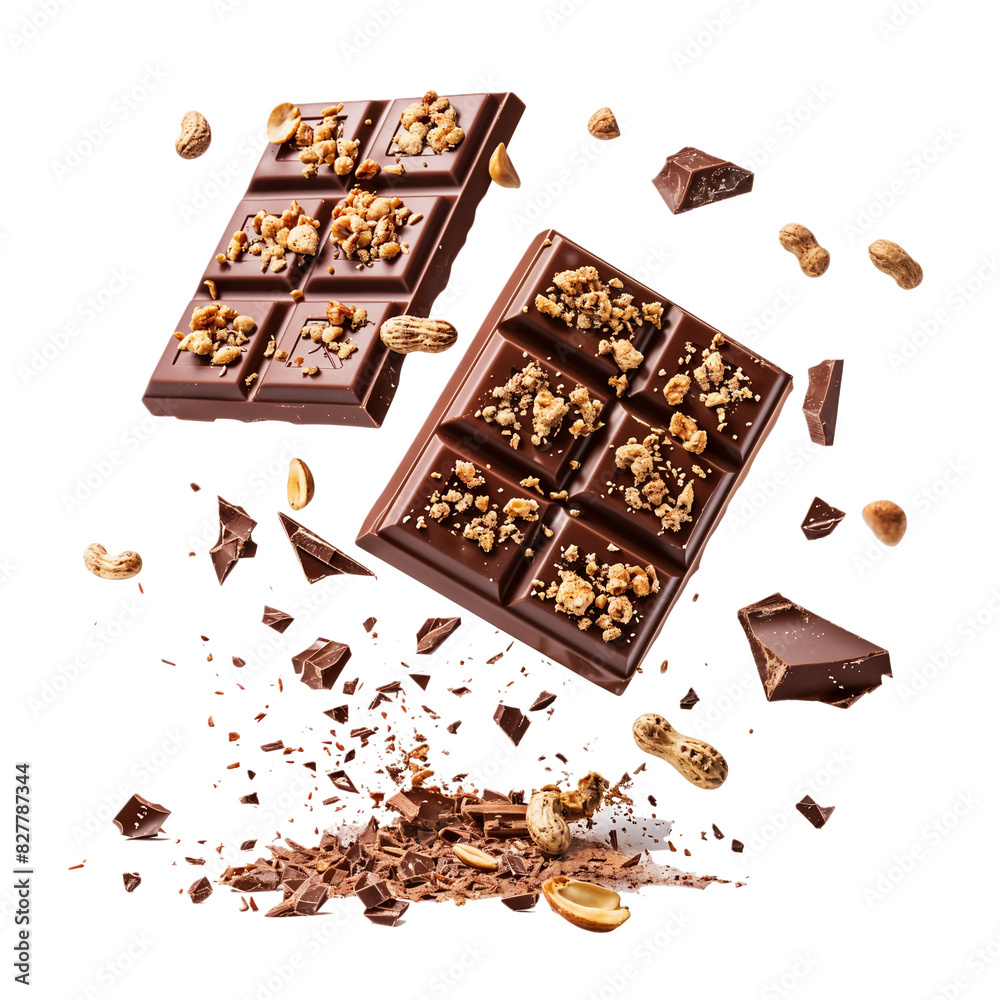 Falling Chocolate Wafer with Choc Flakes and Peanut Crisps, Chocolate ...