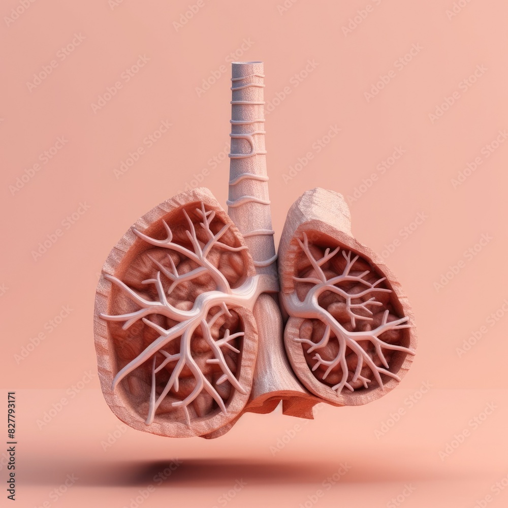 Detailed 3D image of human lungs. An image of simulated model of human ...