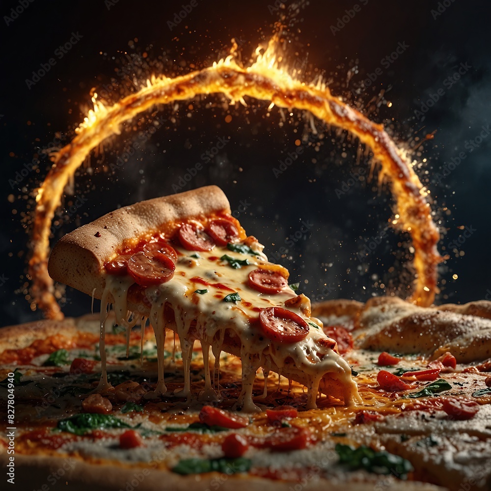 Free New Pizza with smoke on black texture pizza coming out of the oven ...
