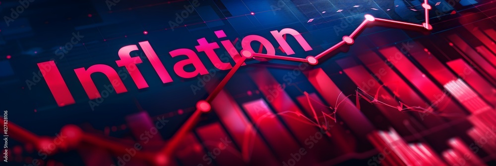 banner design with red arrow pointing upwards with the text Inflation ...