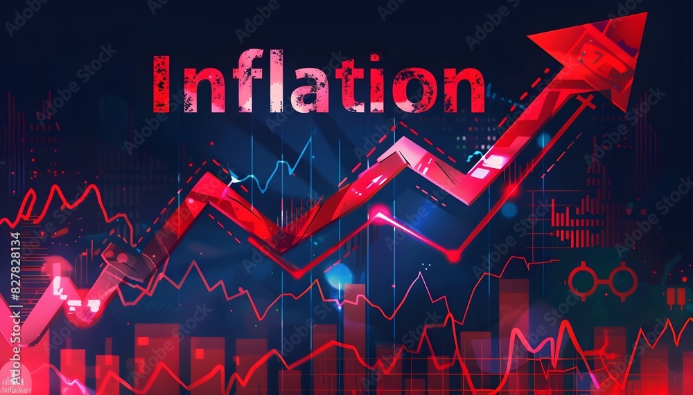 banner design with red arrow pointing upwards with the text Inflation ...
