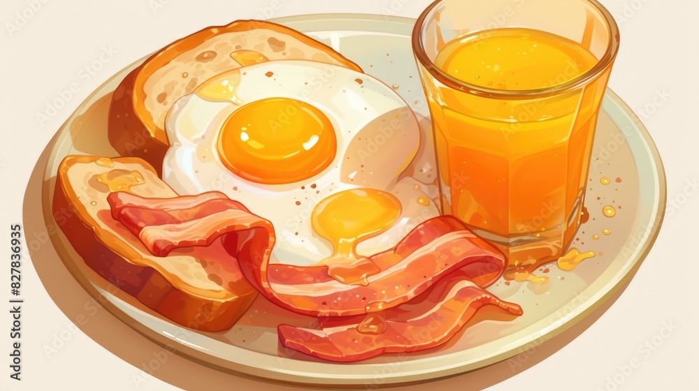 A delicious stock 2d featuring a classic breakfast plate of fried eggs ...