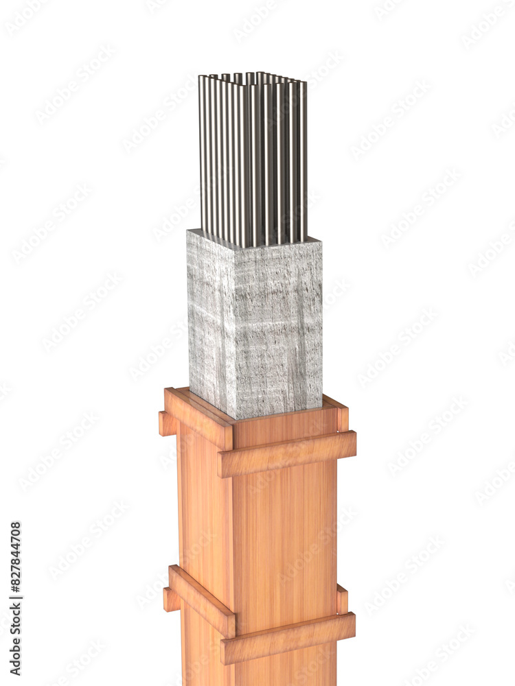 3d RCC columns rendering, concrete columns under construction. column ...