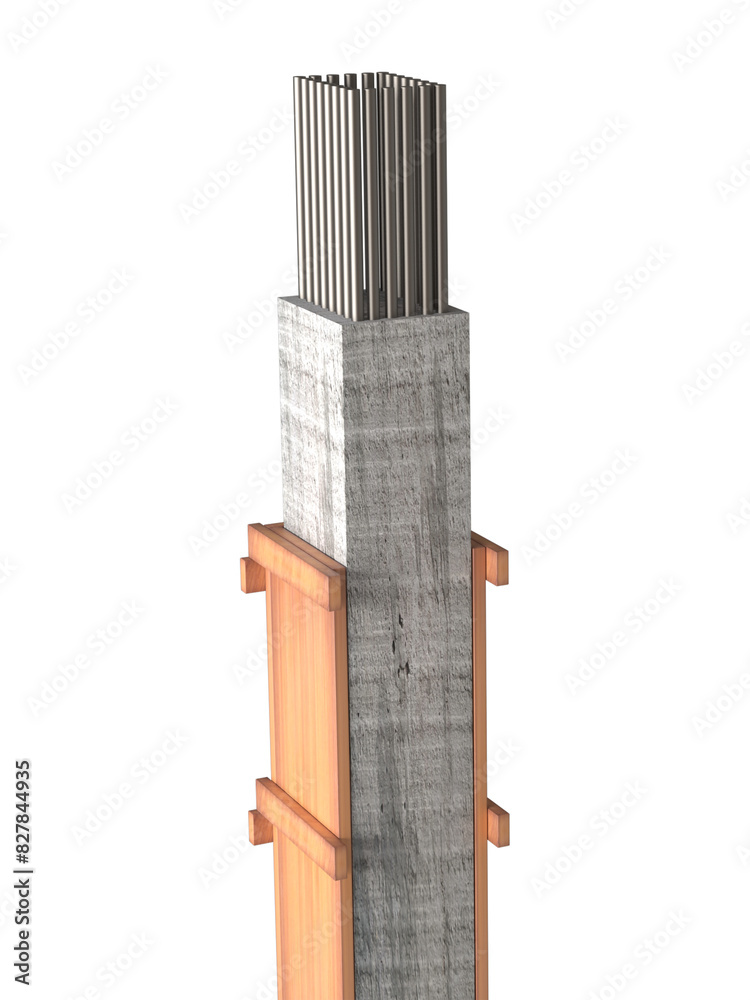 3d RCC columns rendering, concrete columns under construction. column ...