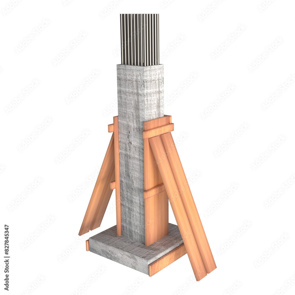 3d RCC columns rendering, concrete columns under construction. column ...