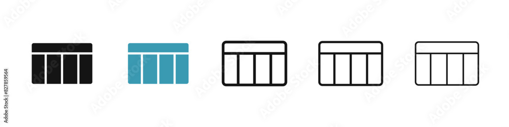 Table layout line icon set. web excel data table vector icon ...