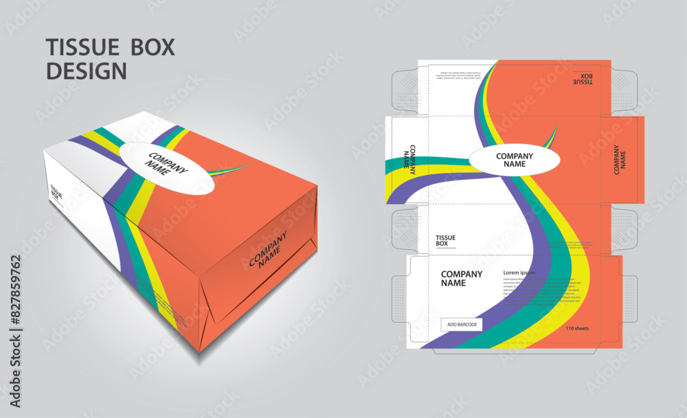 Tissue box packaging design on geometric background, box mockup, 3d box ...