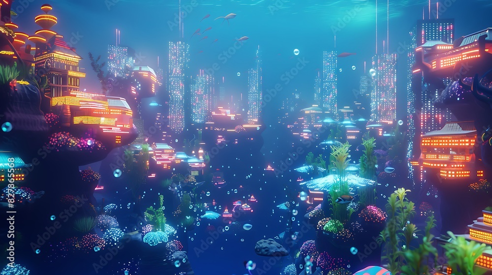 Futuristic Underwater City: High-Tech Submerged Metropolis with ...