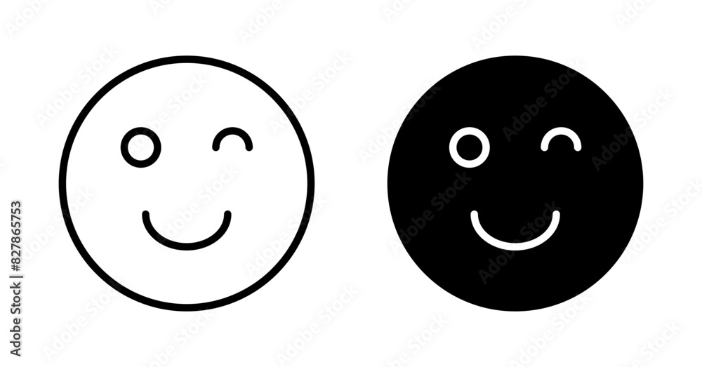 Smile wink icon set. wink eye smiley vector icon. blink eye face emoji ...