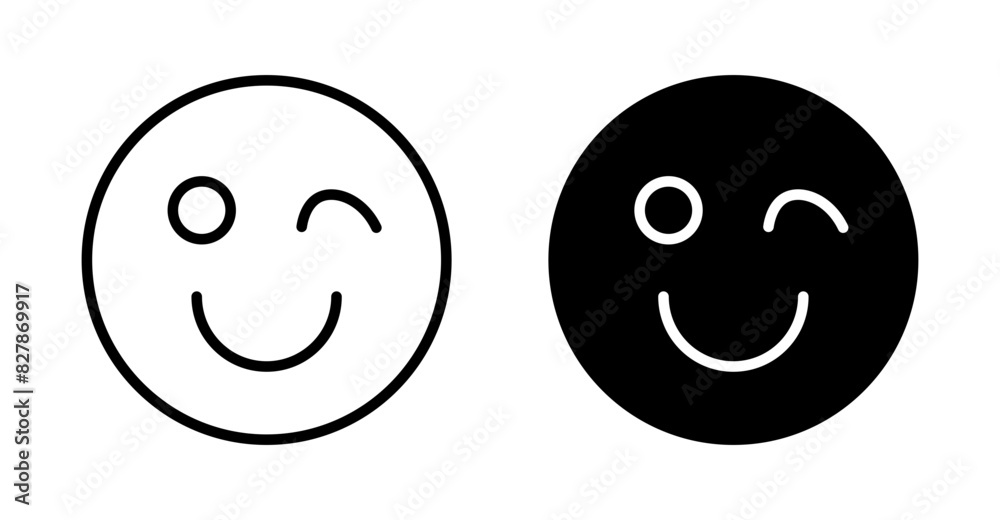 Smile wink icon set. wink eye smiley vector symbol. blink eye face ...