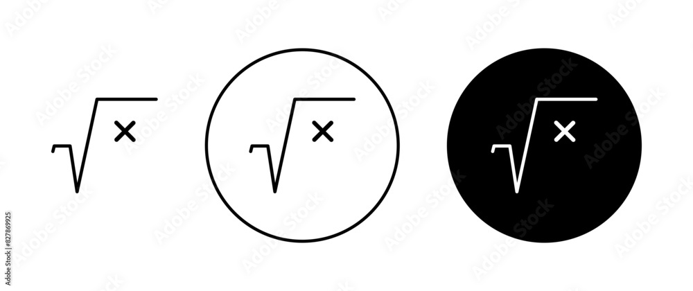 Square root icon set. math root number formula vector symbol ...