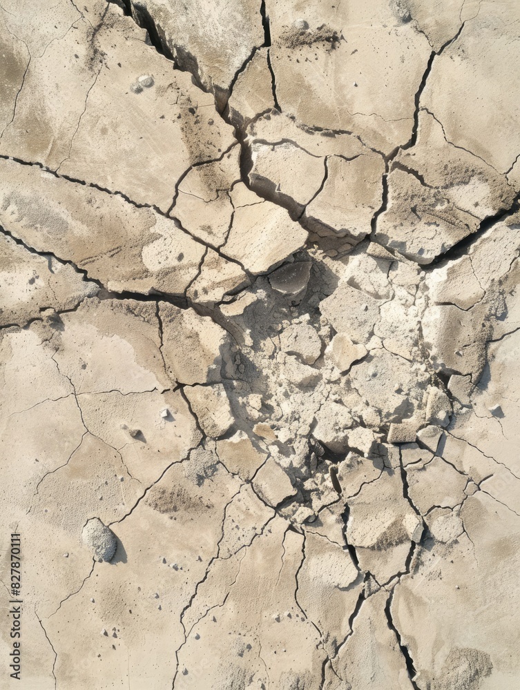 Overhead photo of an area showing severe collapse and radiating cracks ...