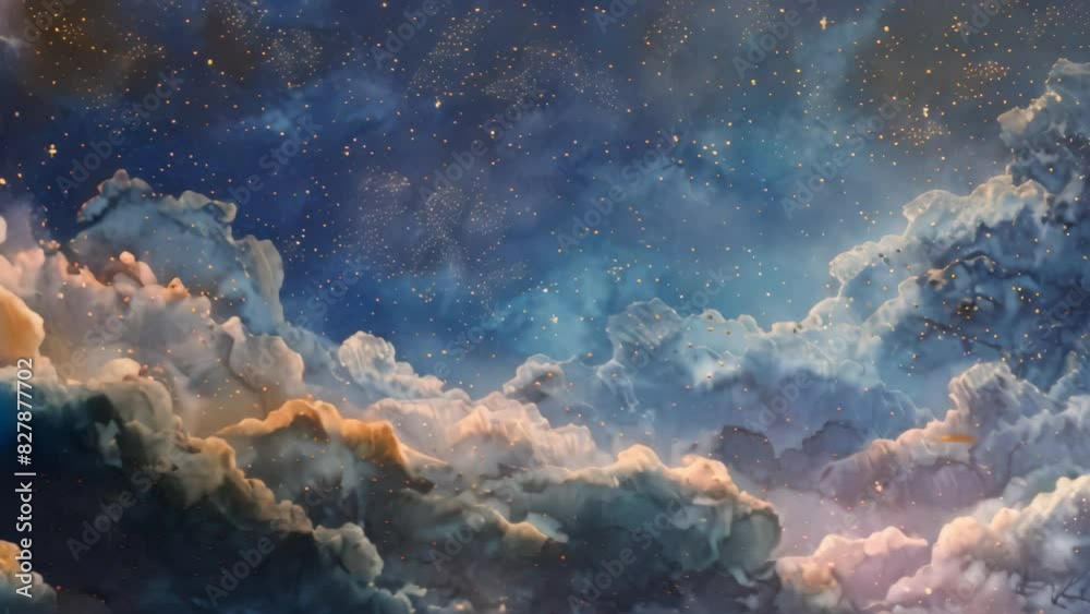 Night Sky Painting With Clouds and Stars, A dreamy interpretation of a ...