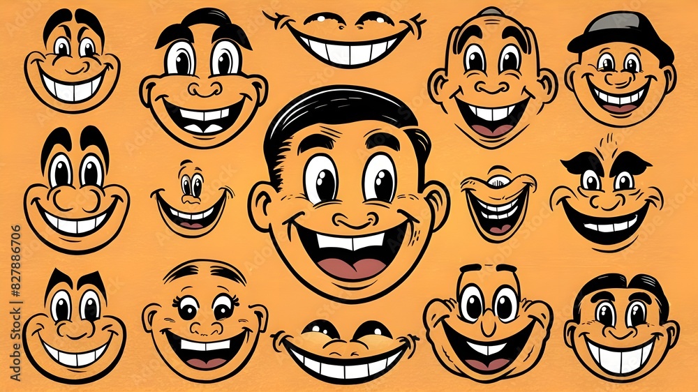 The vintage cartoon mascot characters with funny faces. The 50s, 60s ...