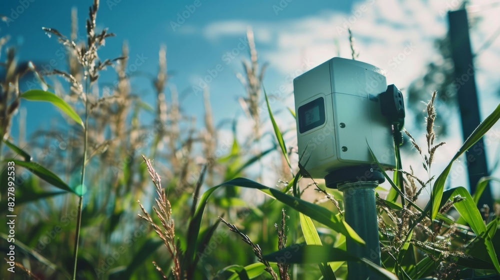 A monitoring station in a farmers field equipped with AIpowered cameras ...