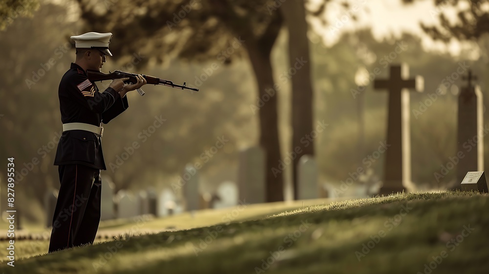 A poignant moment unfolds as a Marine plays taps honoring a fallen ...