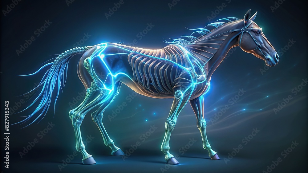 Anatomy of horse ligaments, joints, and tendons depicted with ...