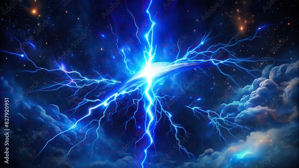 Blue lightning bolt strike on an isolated background, representing Zeus ...