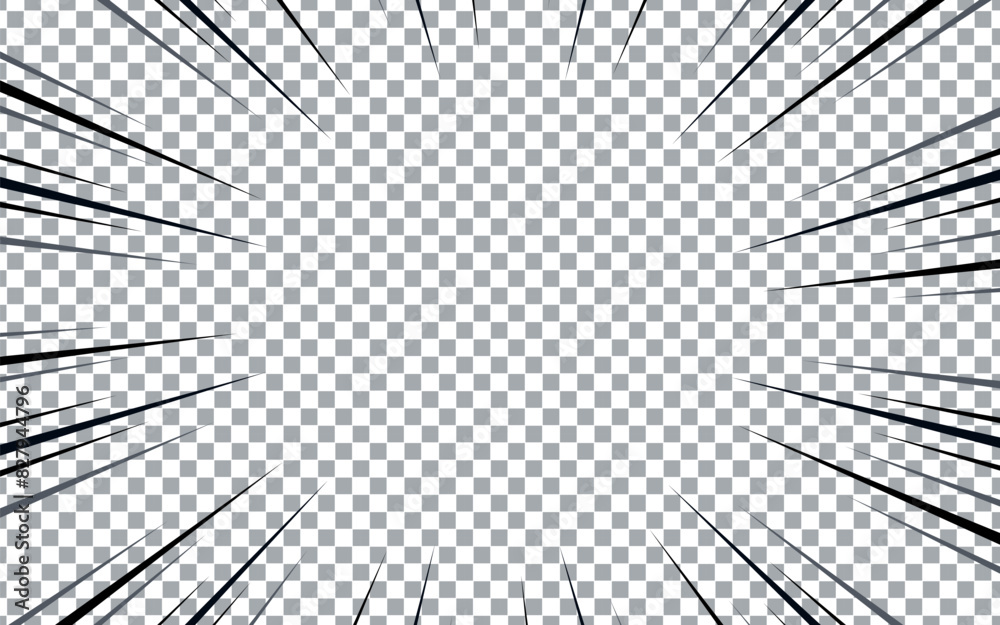 Comic manga transparent background with radial lines frame speed action ...