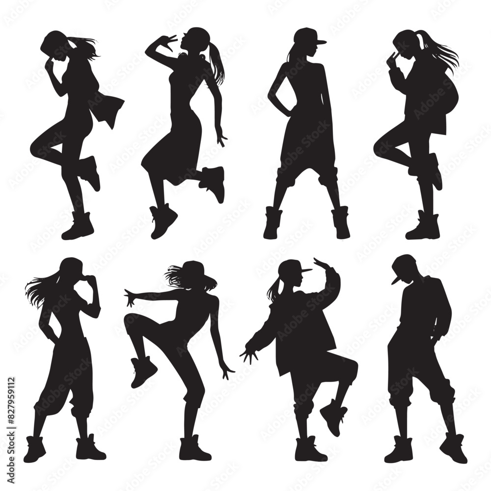 Hip Hop Dancer Silhouettes, Hip Hop Dancers in Vector Style, Dancer ...