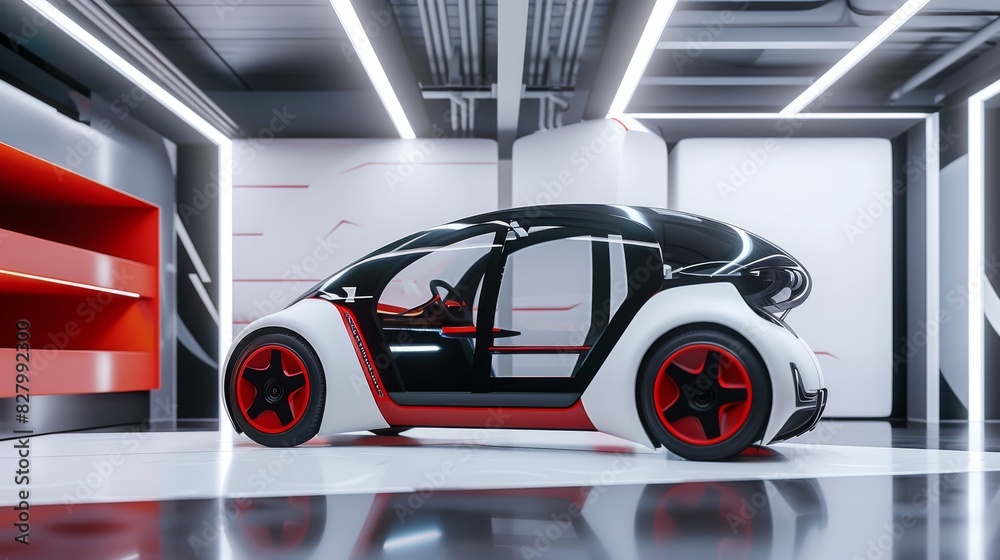Sleek autonomous vehicle in a futuristic cityscape tunnel, symbolizing ...