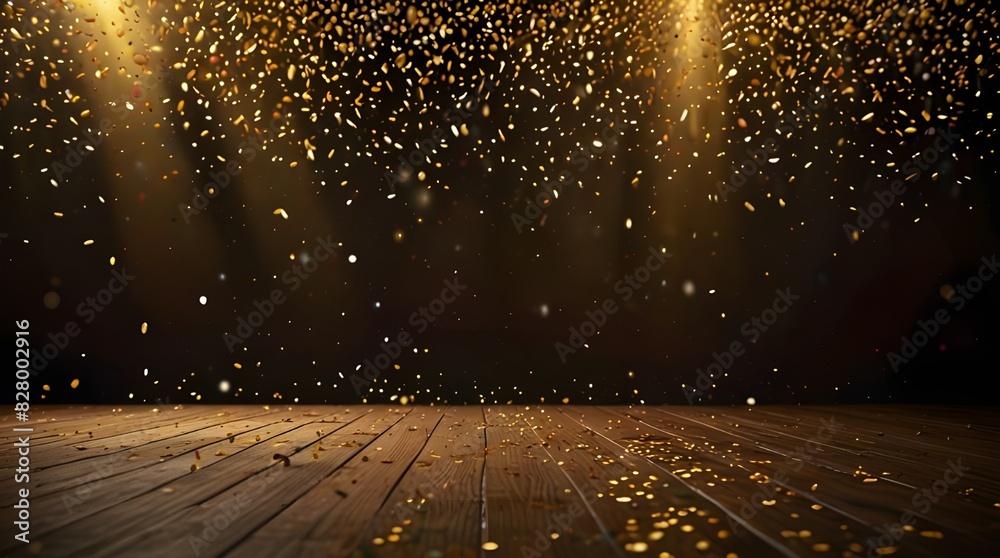 Award Ceremony Stage Mockup with Golden Confetti Rain,awards show ...