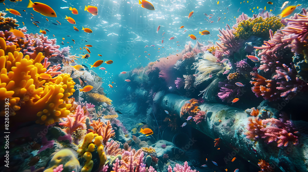 Showcase the underwater environment where submarine cables are ...