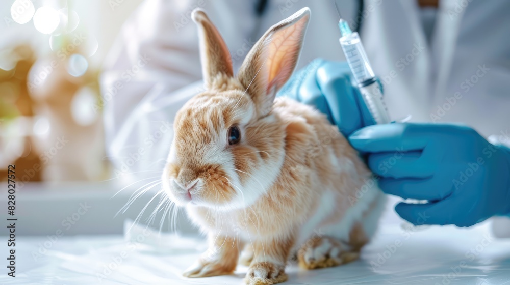 Doctor administering injection to rabbit with syringe Stock Photo ...