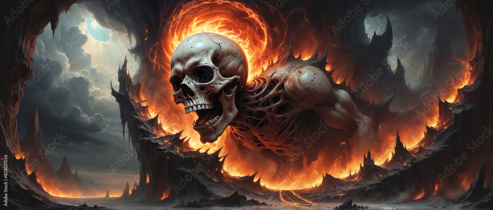 Apocalyptic hellscape of eternal damnation where evil reigns with ...