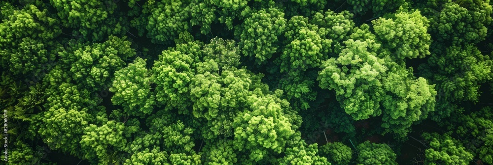 Aerial top view of green trees in forest. Drone view of dense green ...
