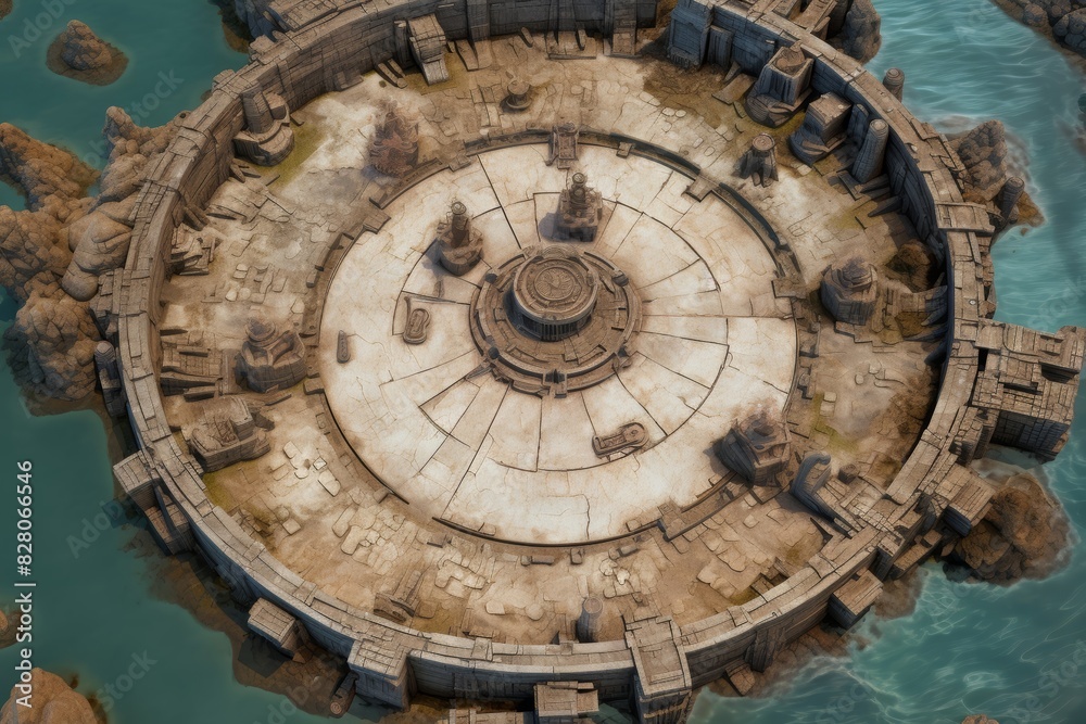 Ancient Arena on a Sinking Island dnd game map forgotten gods fantasy ...