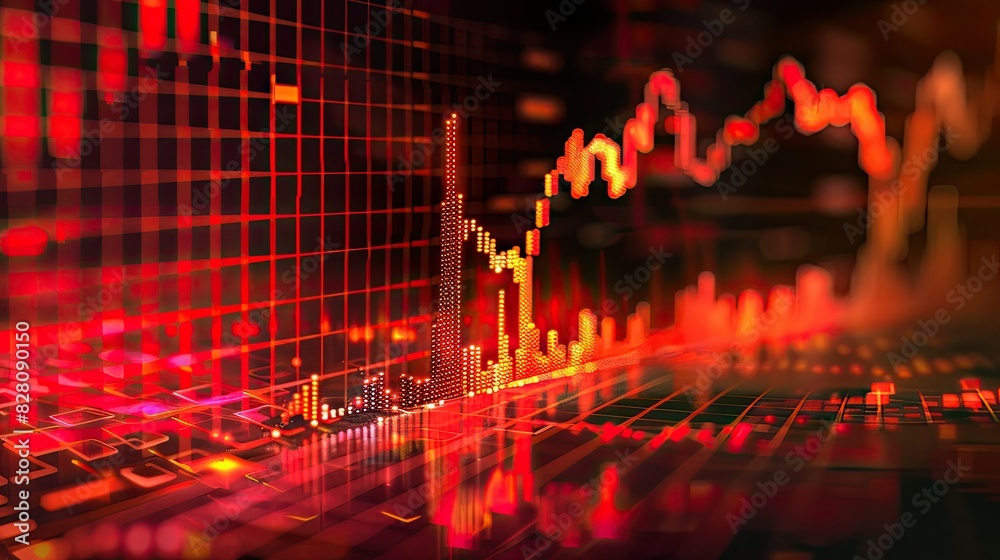 Blend of a declining trading chart, signaling a downward trend in ...