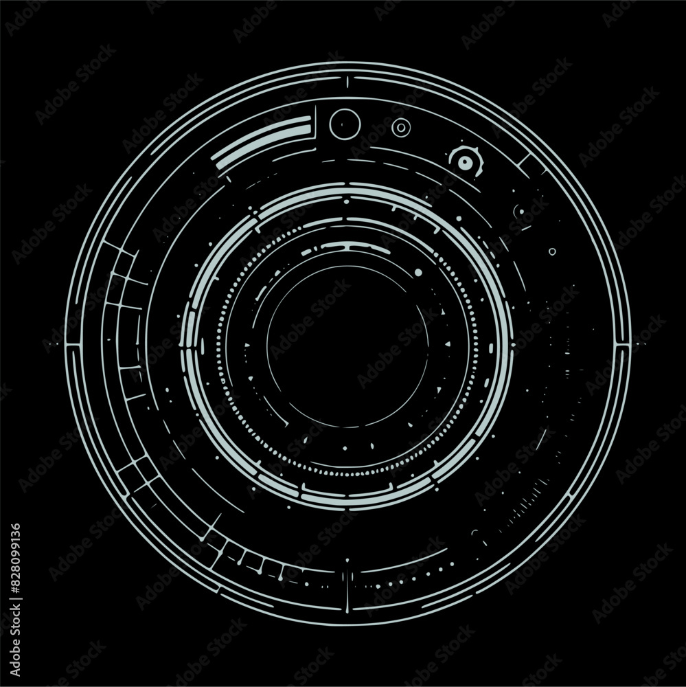 HUD circle round frame and border vector, aim control and digital ...