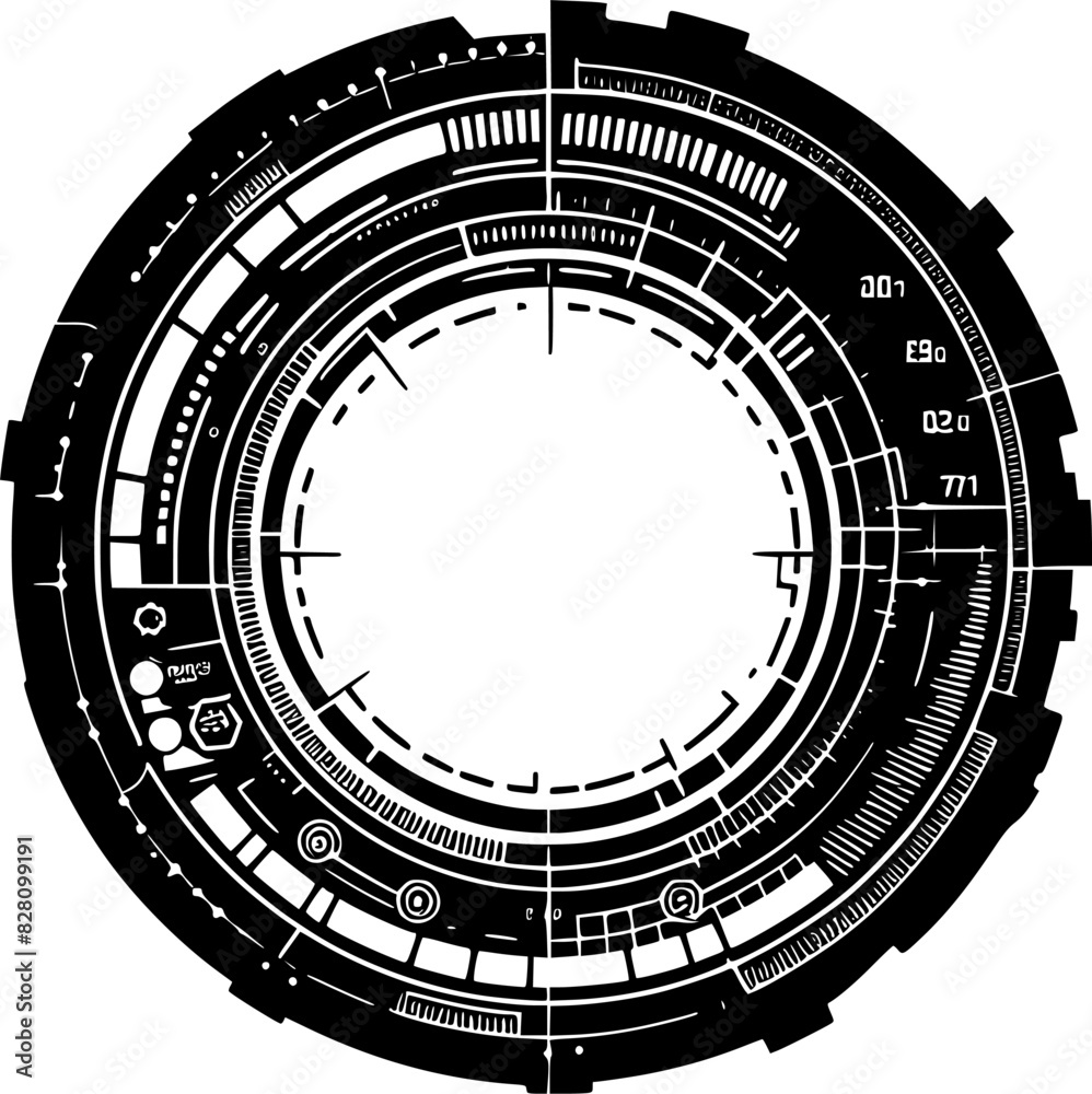 HUD circle round frame and border vector, aim control and digital ... HUD circle round frame and border vector, aim control and digital ...