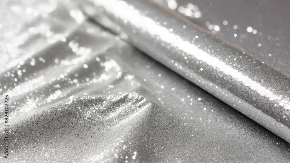 Silver glitter aluminum wrapping paper background with silver colored ...