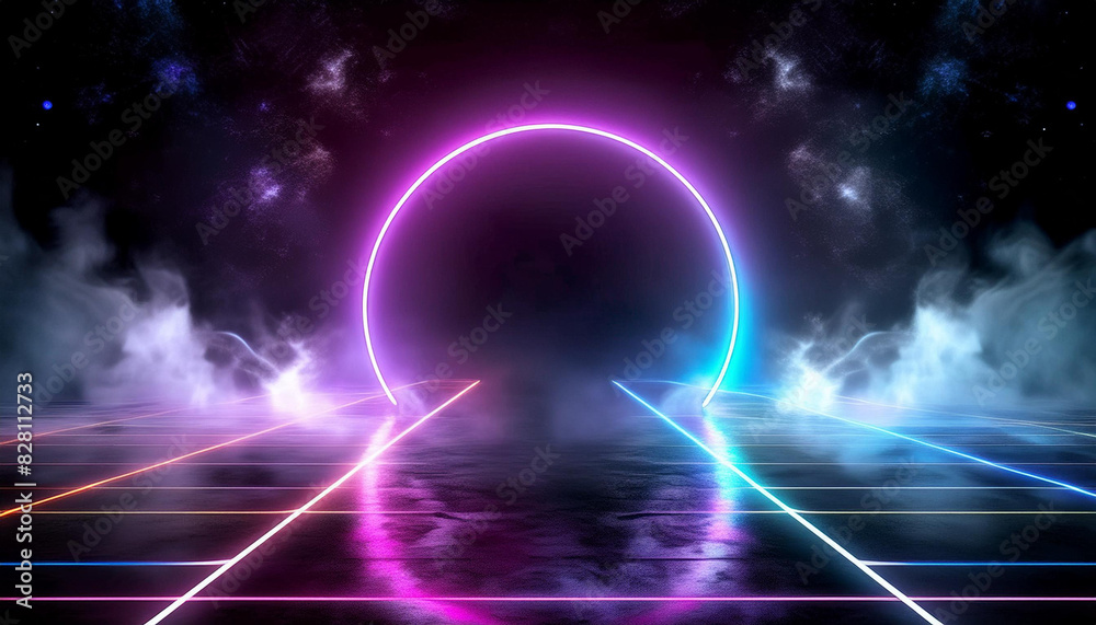 Synthwave vaporwave retrowave cyber background with copy space, laser ...