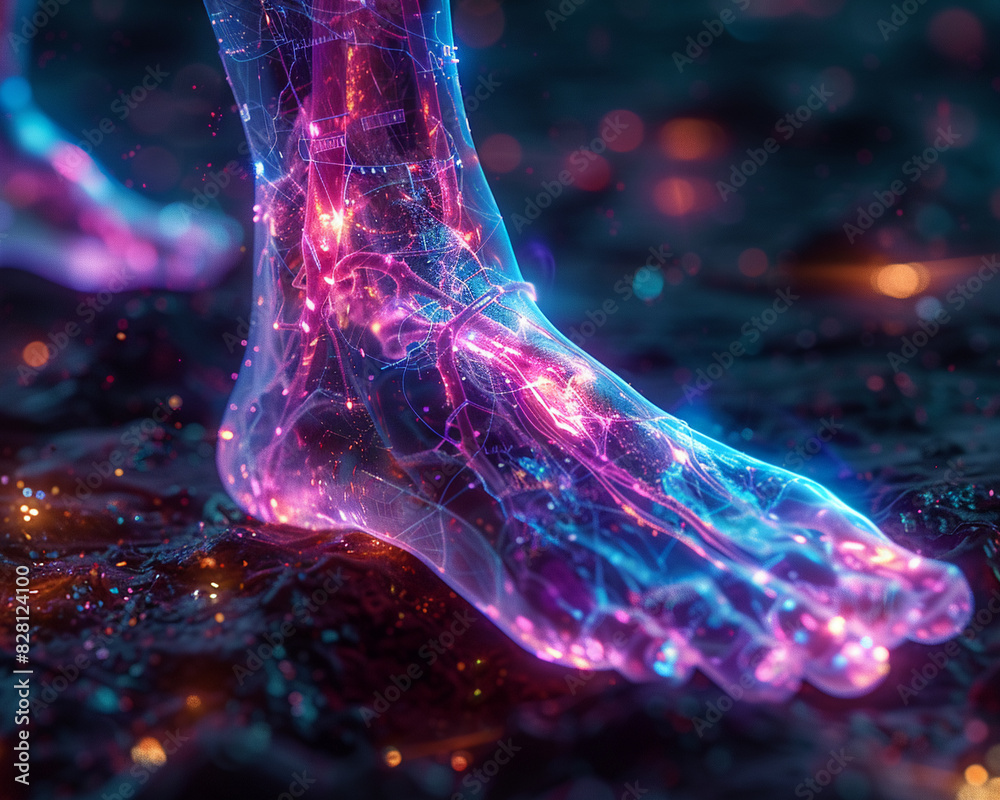 Leg ultrasound with holographic overlay, radiologist diagnosing deep ...