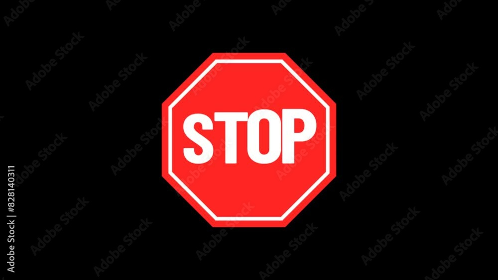 STOP SIGN Animation. Alpha channel, transparent background. 4K ...