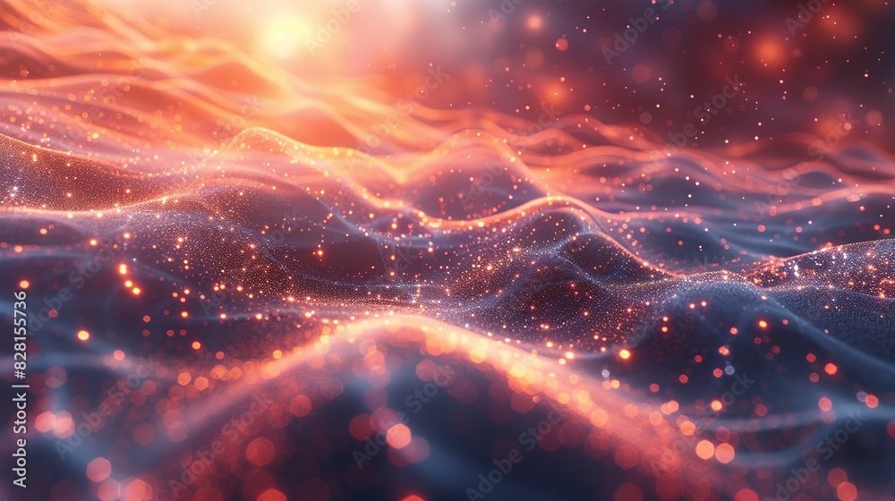 A visual representation of particle-wave duality, with particles ...