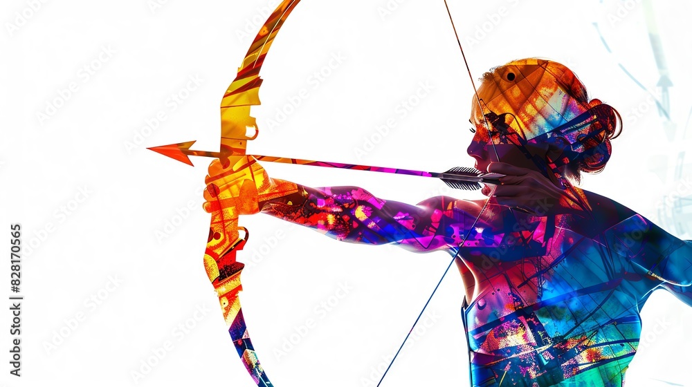 archery bow close up on white background, vibrant colors, double ...