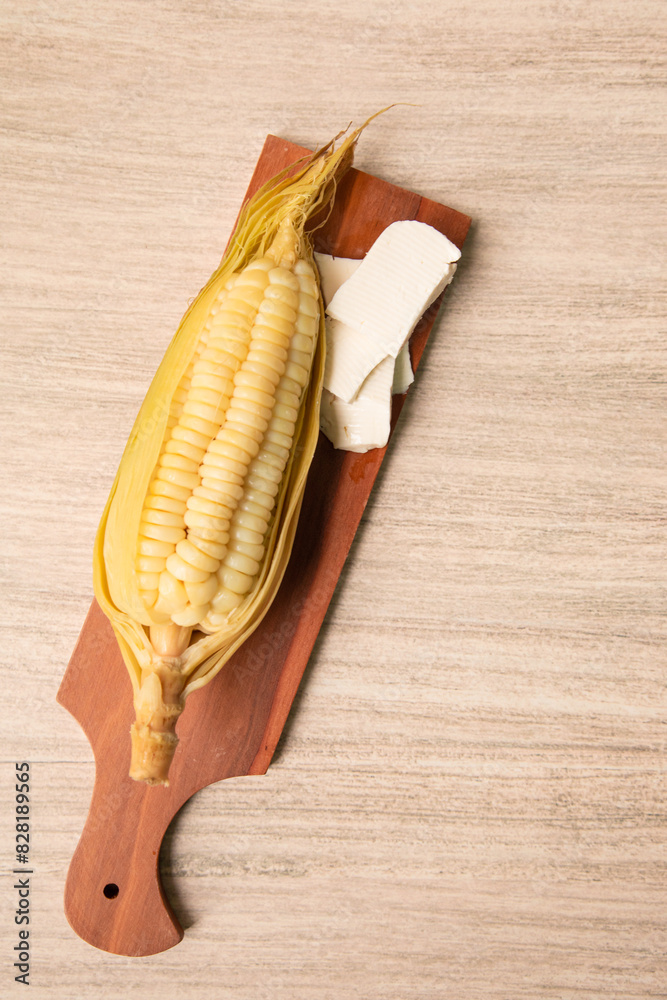 Cooked corn with pieces of un salted cheese andean food peru peruvian ...