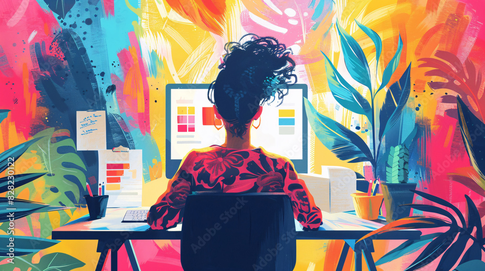 Abstract illustration of a creative engineer conceptualizing a new ...