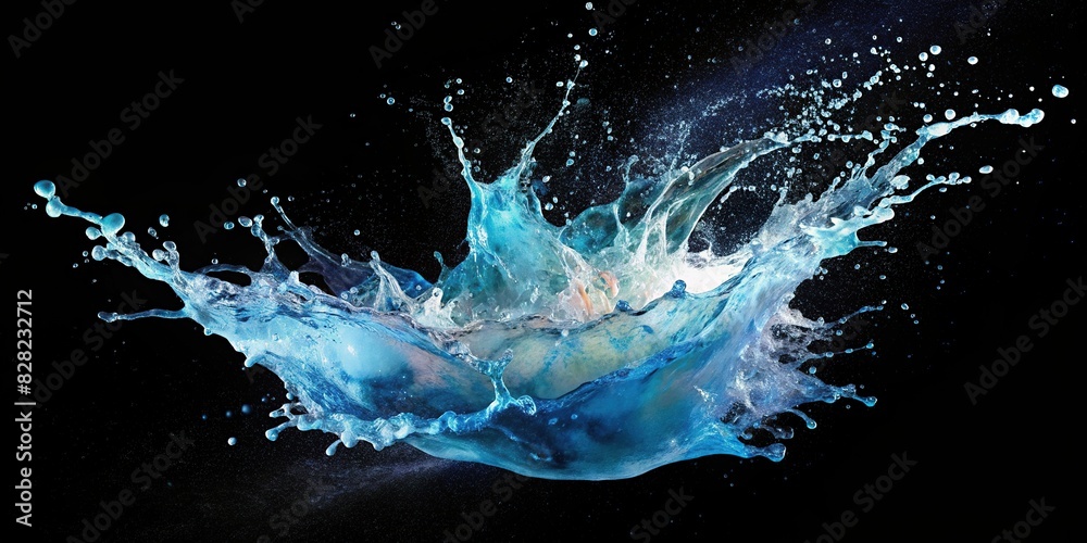 Water splash overlay on black background created with generative in ...