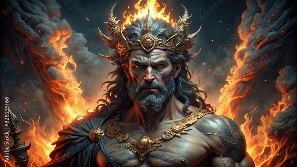 A realistic and eerie depiction of the Greek god Hades in the underworld Stock Illustration ...