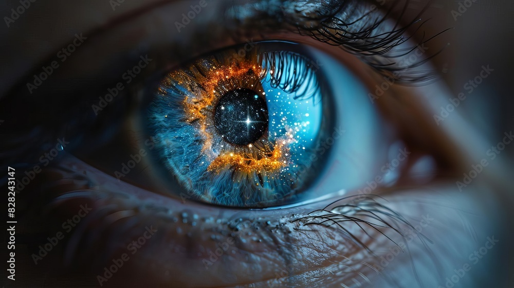 An anatomical illustration of the human eye with the iris and pupil ...